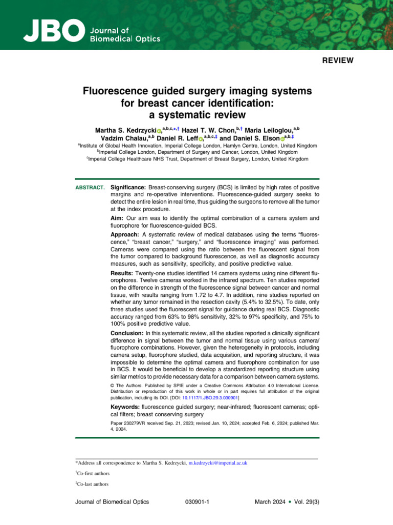 Fluorescence Imaging in Breast Cancer Surgery | PDF | Breast Cancer ...