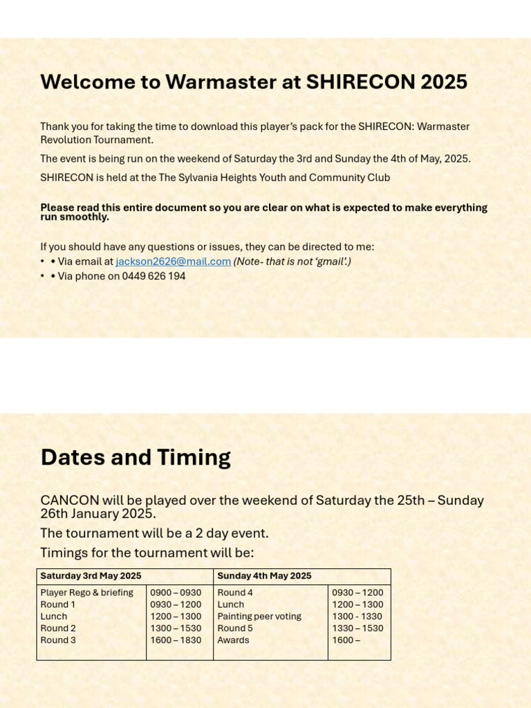 SHIRECON 2025 Warmaster Player's Pack | PDF | Military