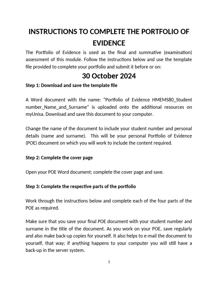 Hmems80 2024 Semester 2 Instructions To Complete The Portfolio of | PDF ...