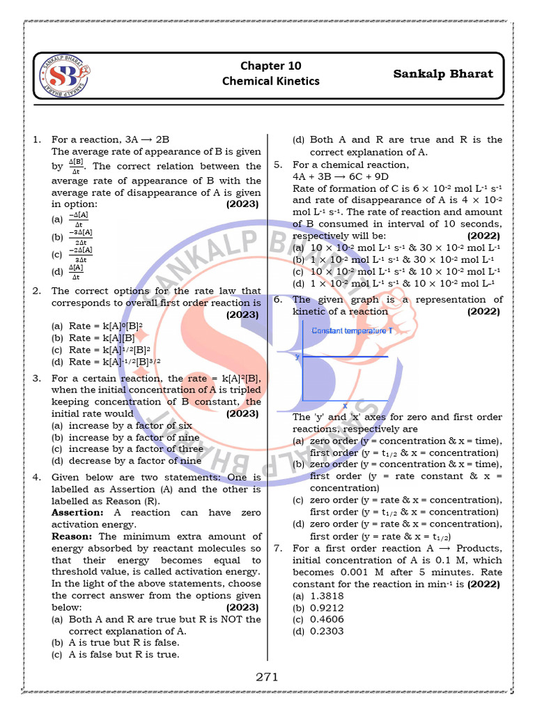 Chemical Kinetics - by MadXAbhiOfficial - PYQs (1) | PDF | Reaction Rate | Reaction Rate Constant