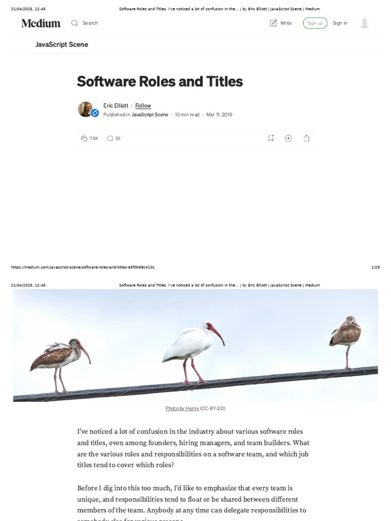 Software Roles and Titles. I've Noticed A Lot of Confusion in The - by Eric Elliott - JavaScript ...