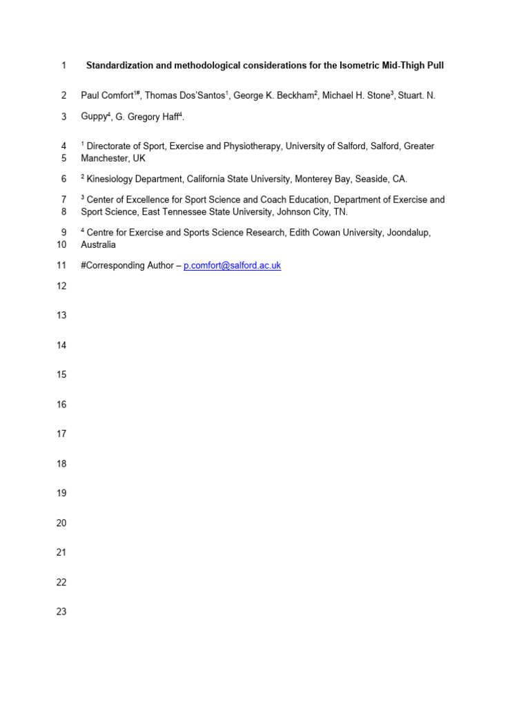 Isometric Mid-Thigh Pull Standardization | PDF | Weight Training