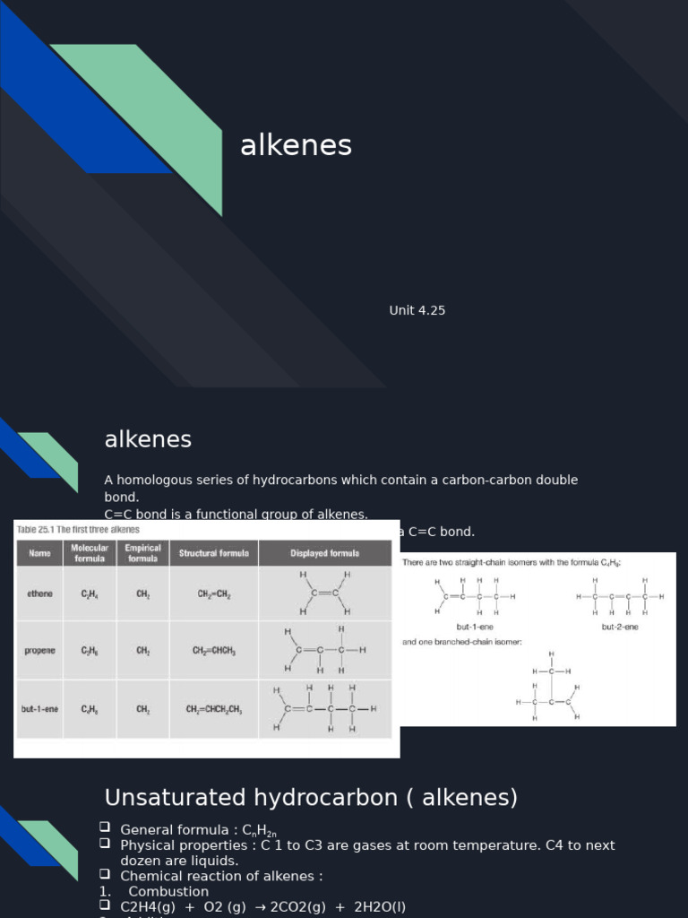 Unit 4.25 alkenes | PDF
