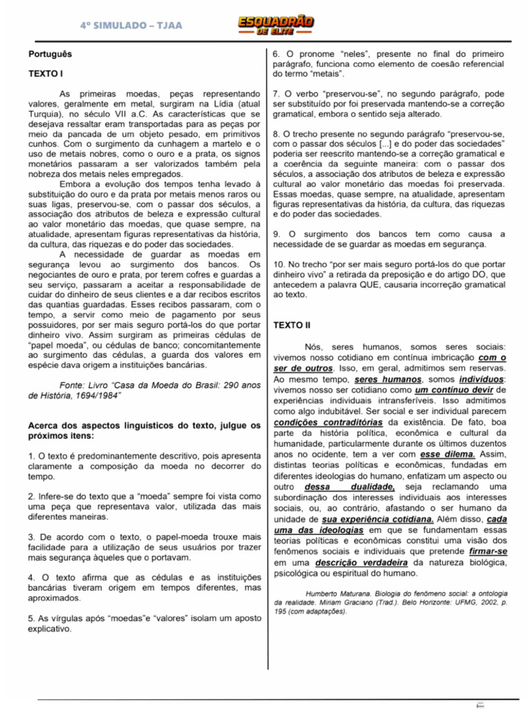 Simulado 4 Tse Tjaa Esquadrão | PDF