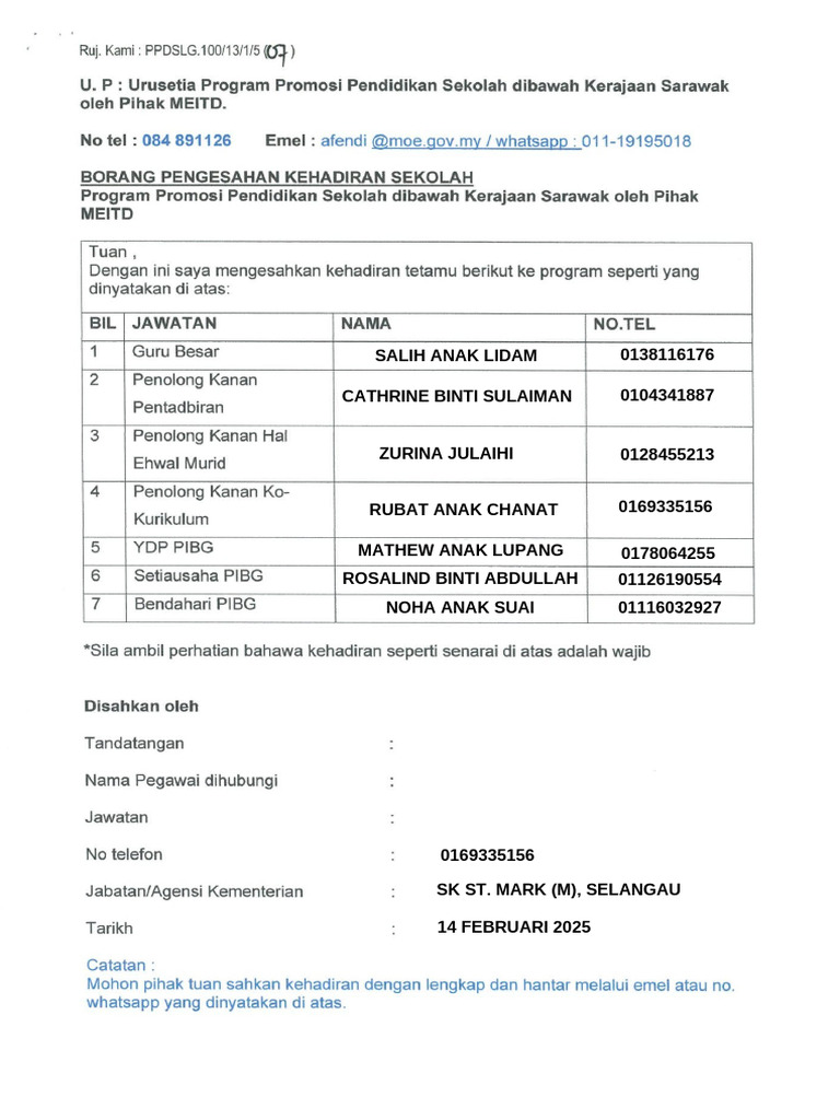 Pengesahan Kehadiran Mesyuarat | PDF