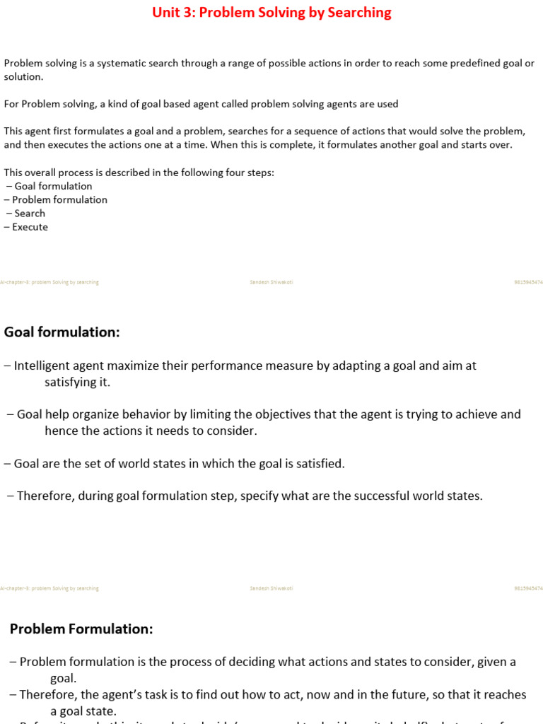 Unit 3 Problem Solving and Search Algorithms | PDF | Mathematical Optimization | Algorithms And ...