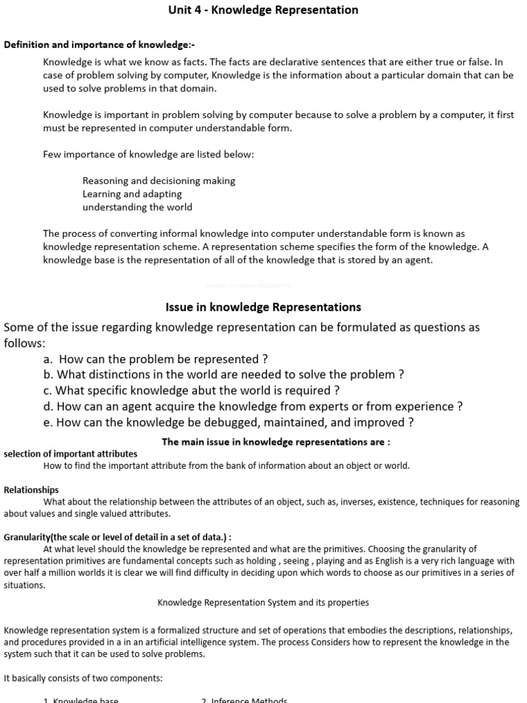 Unit 4 Knowledge Representation and Reasoning | PDF | Logic | First Order Logic