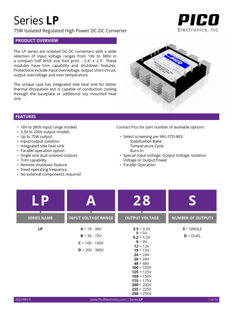 High Power DC-DC Converters LP Series | PDF | Resistor | Manufactured Goods