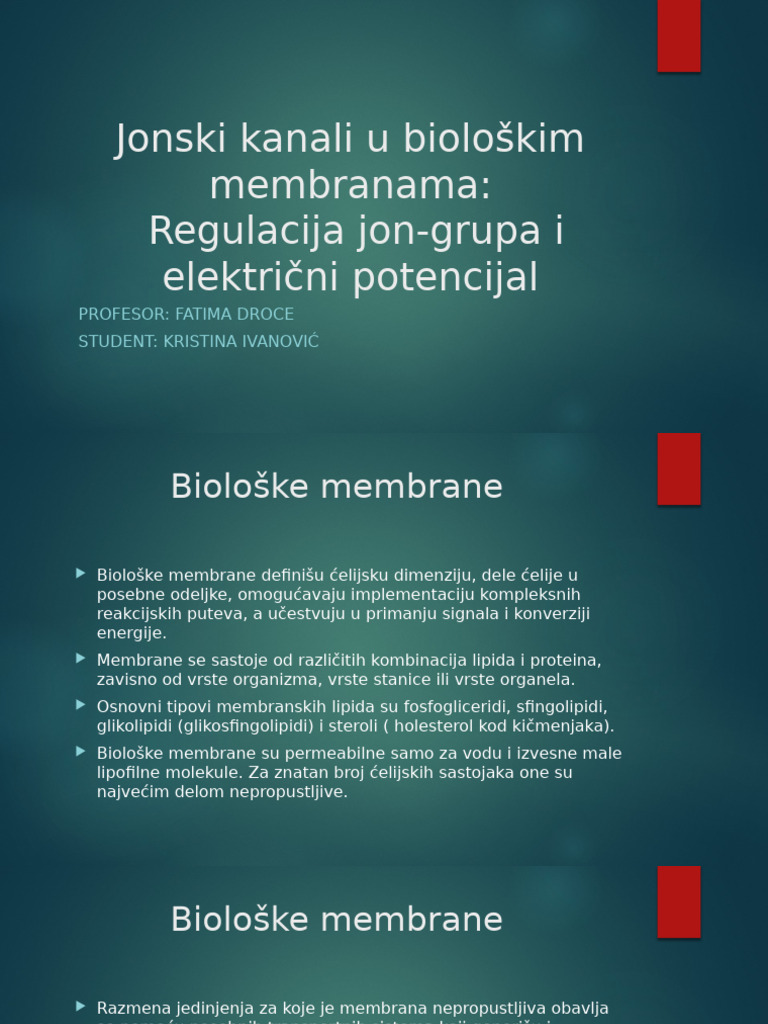 Jonski Kanali U Biološkim Membranama | PDF