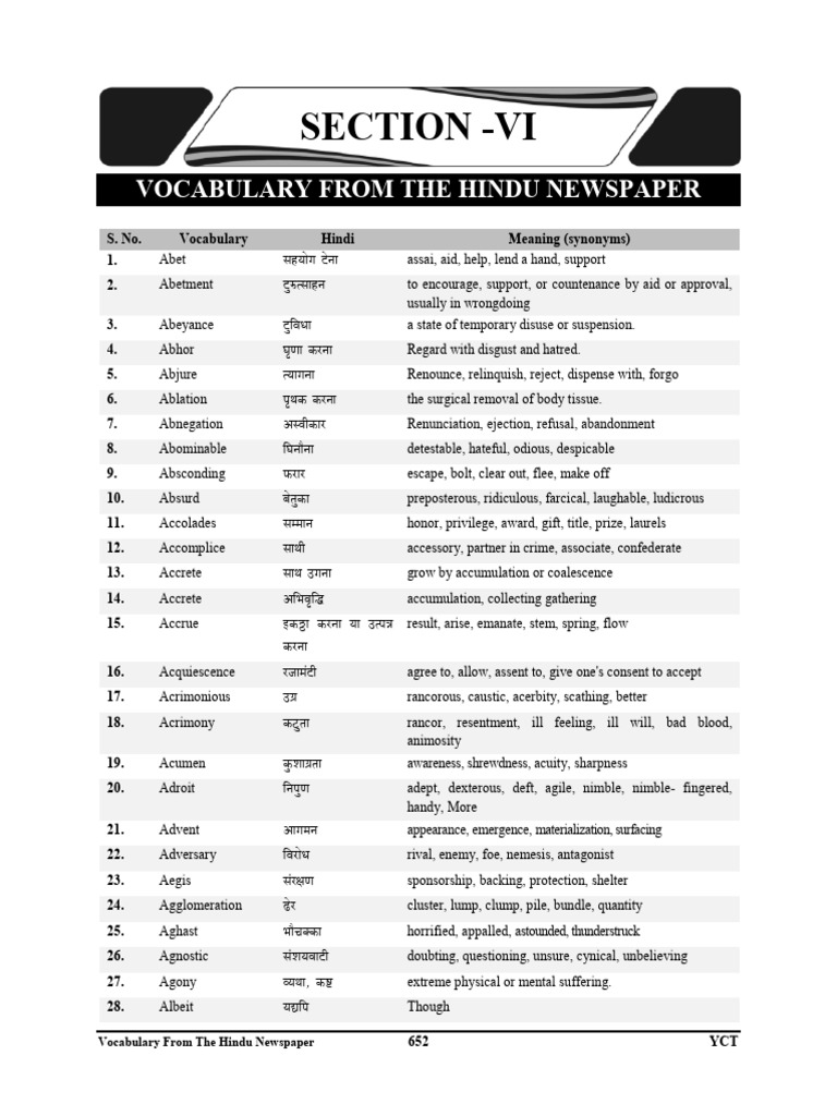 The Hindu Vocab | PDF | Emotions