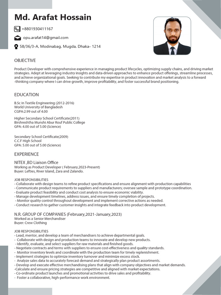 Arafat Hossain CV - Updated | PDF | Supply Chain | Procurement