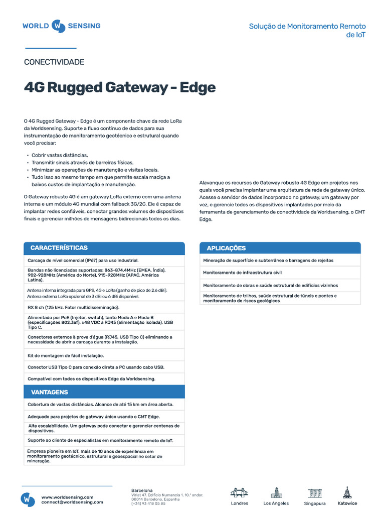Datasheet - Worldsensing - Gateway - LS G6 KIO GW 923 | PDF | USB ...