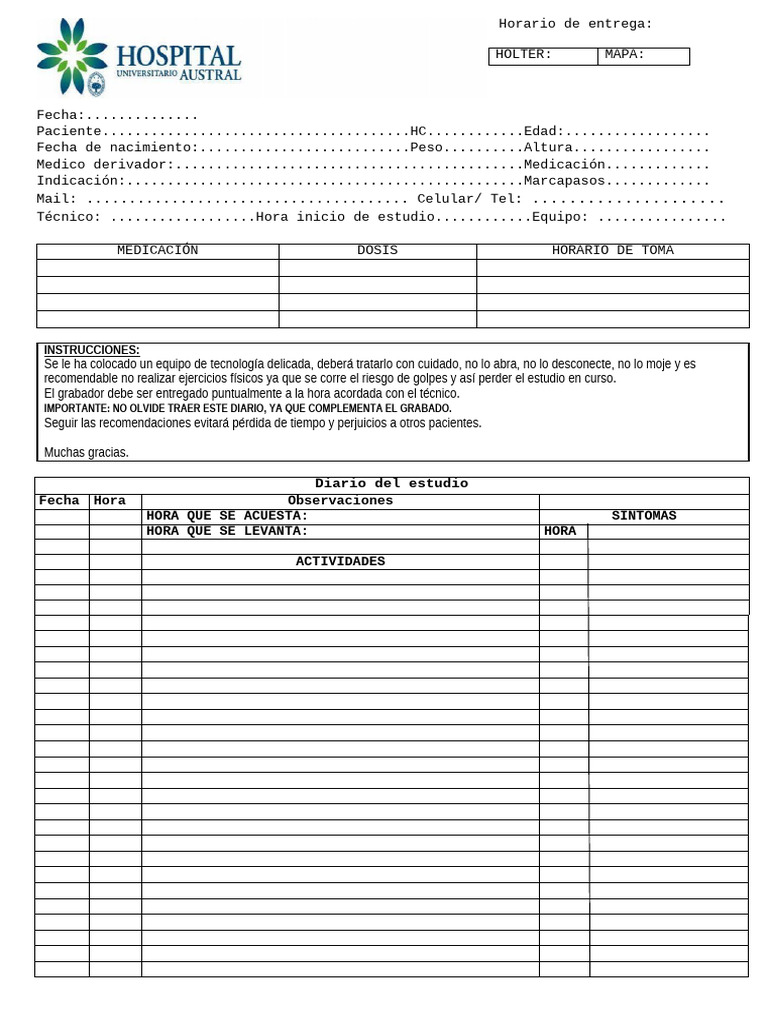 Planilla Nueva de Holter | PDF