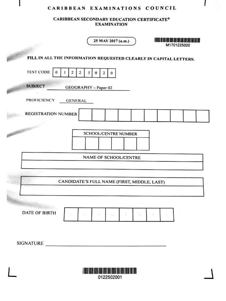 CSEC Geography P2 2017 | PDF