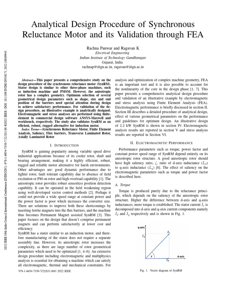 D Analytical Design Procedure Of Synchronous Reluctance Motor And Its