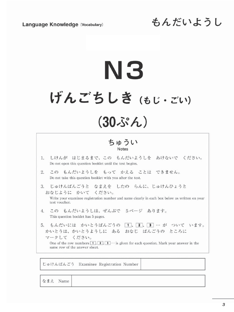 JLPT N3 Practice Test Vocabulary Section | PDF