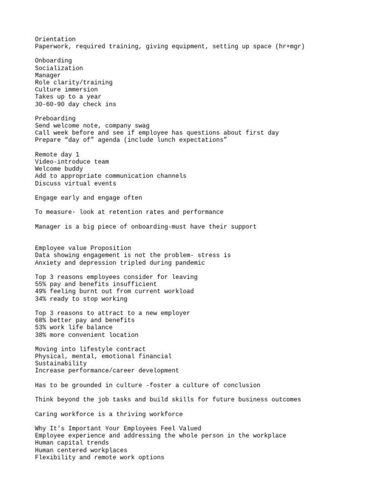 Onboarding Presentation Notes | PDF