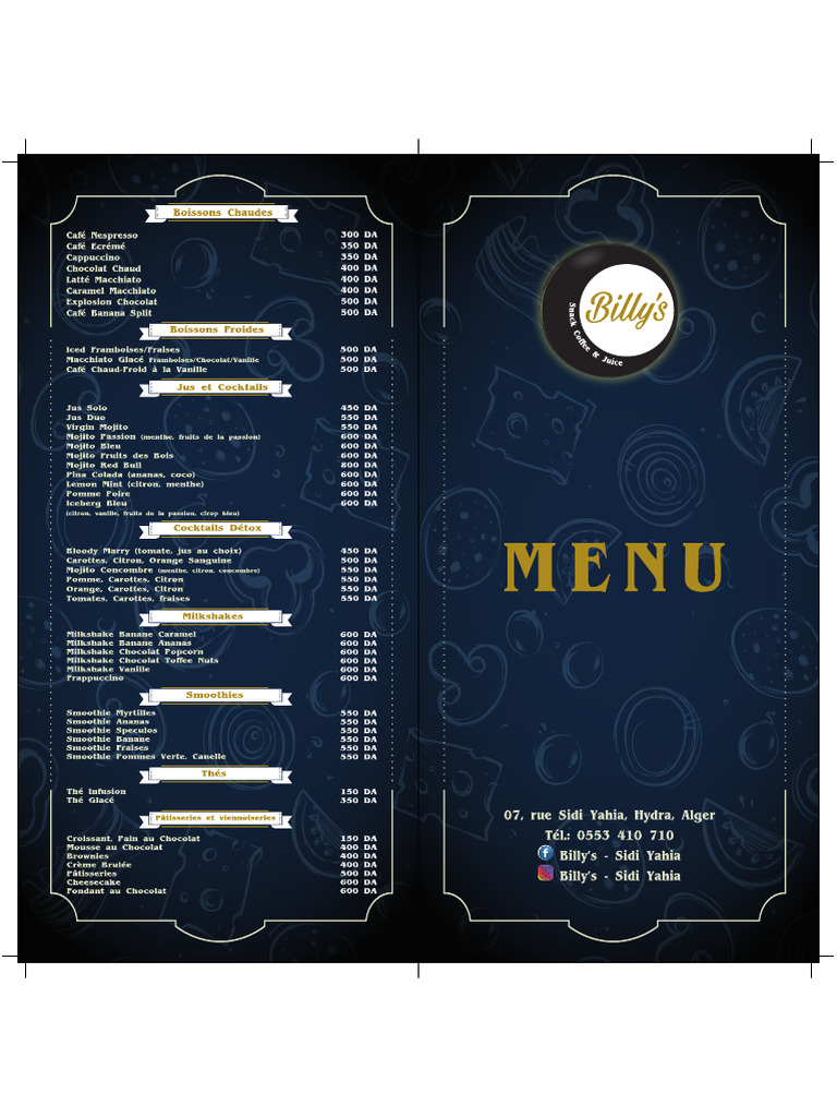 Menu Billys 2024 | PDF