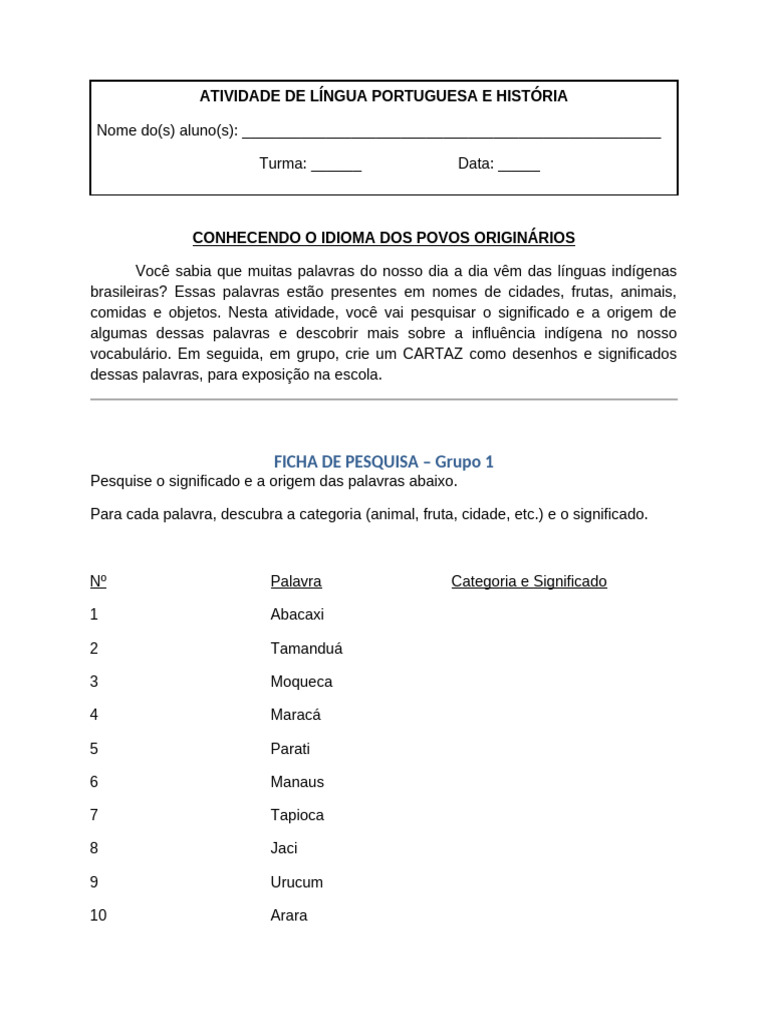 Palavras Indígenas no Português Brasileiro | PDF