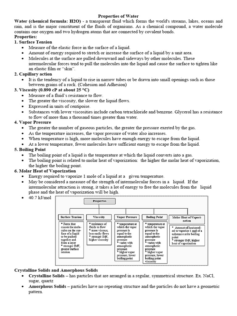 Key Properties of Water and Solutions | PDF | Reaction Rate | Chemical ...