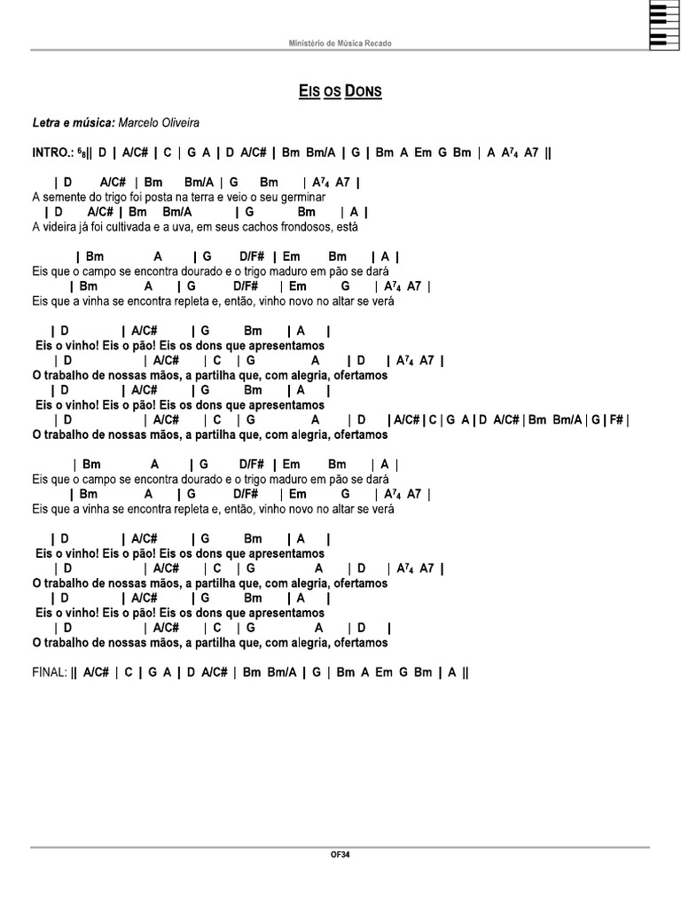 Eis o vinho! Eis o pão! Eis os Dons | PDF