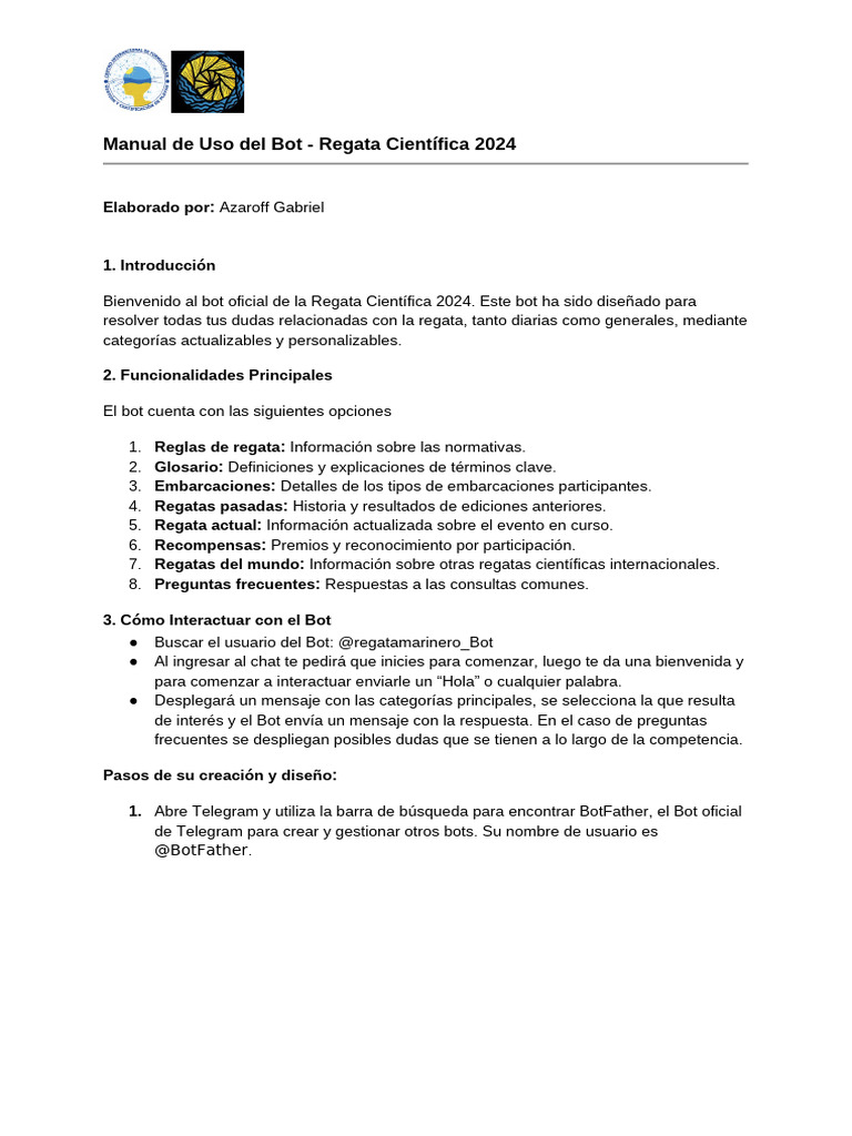 Manual de Uso Del Bot - Regata Científica 2024 - Corr | PDF | Internet ...