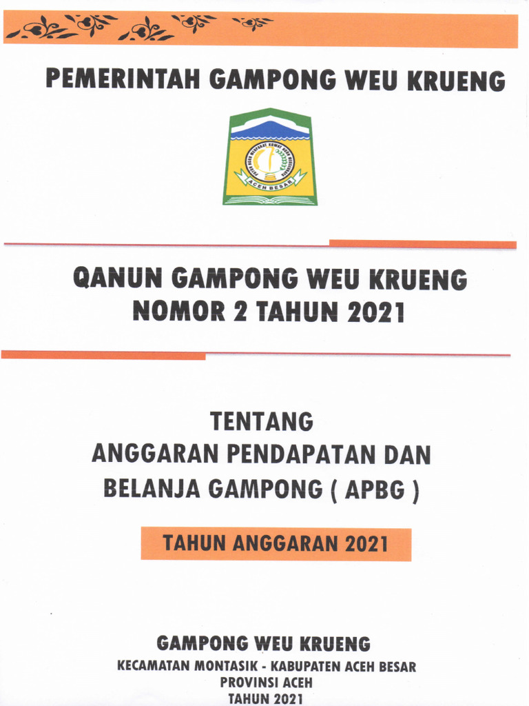 Qanun Gampong Weu Krueng Nomor 2 Tahun 2021 | PDF