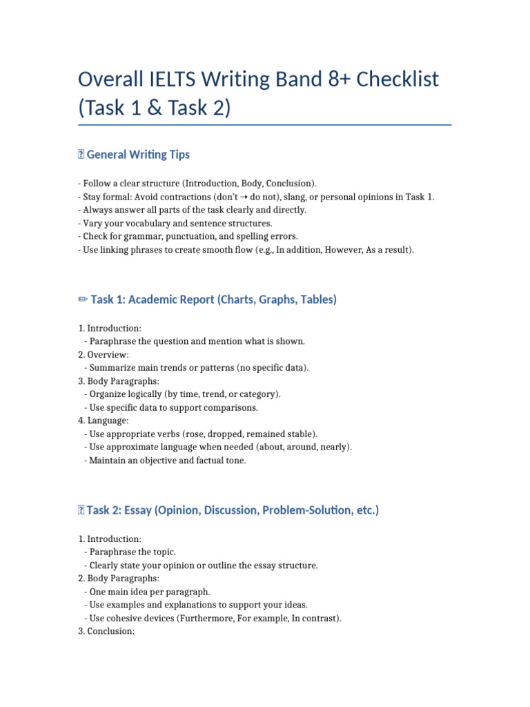 Overall_IELTS_Writing_Band_8_Checklist | PDF