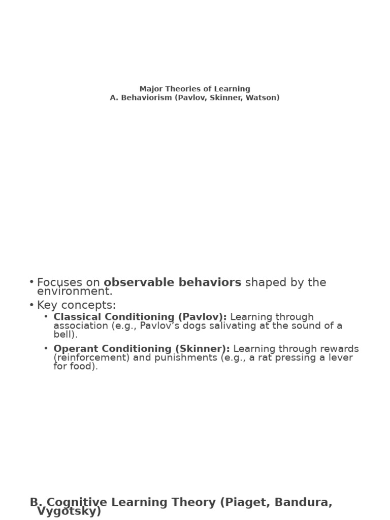 Major Theories of Learning | PDF