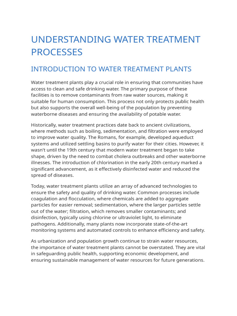 Understanding Water Treatment Processes | PDF | Water Purification ...
