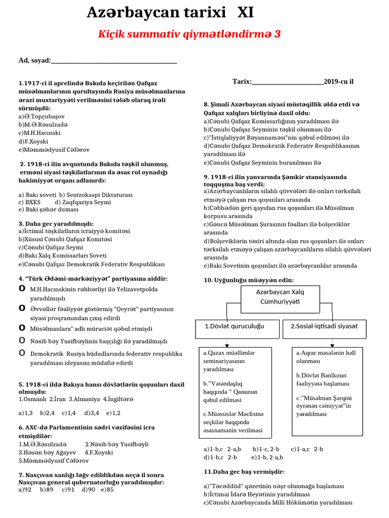 XI sinif Az.T. - KSQ 3 | PDF