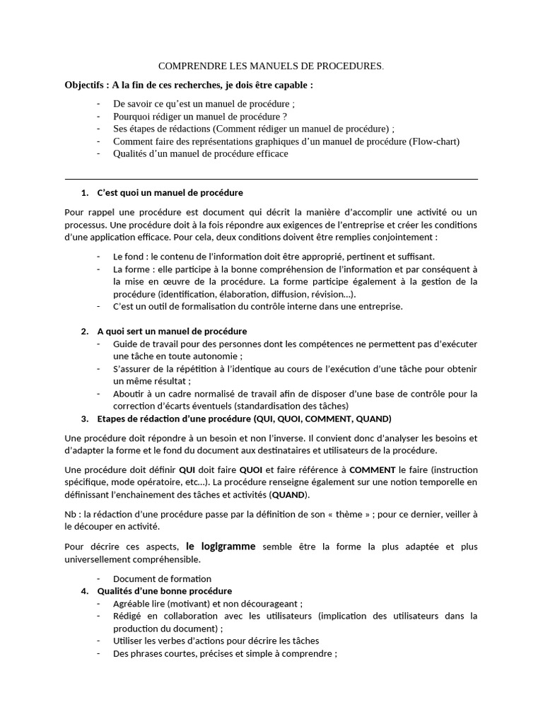 Rédiger un Manuel de Procédure Efficace | PDF | Contrôle interne