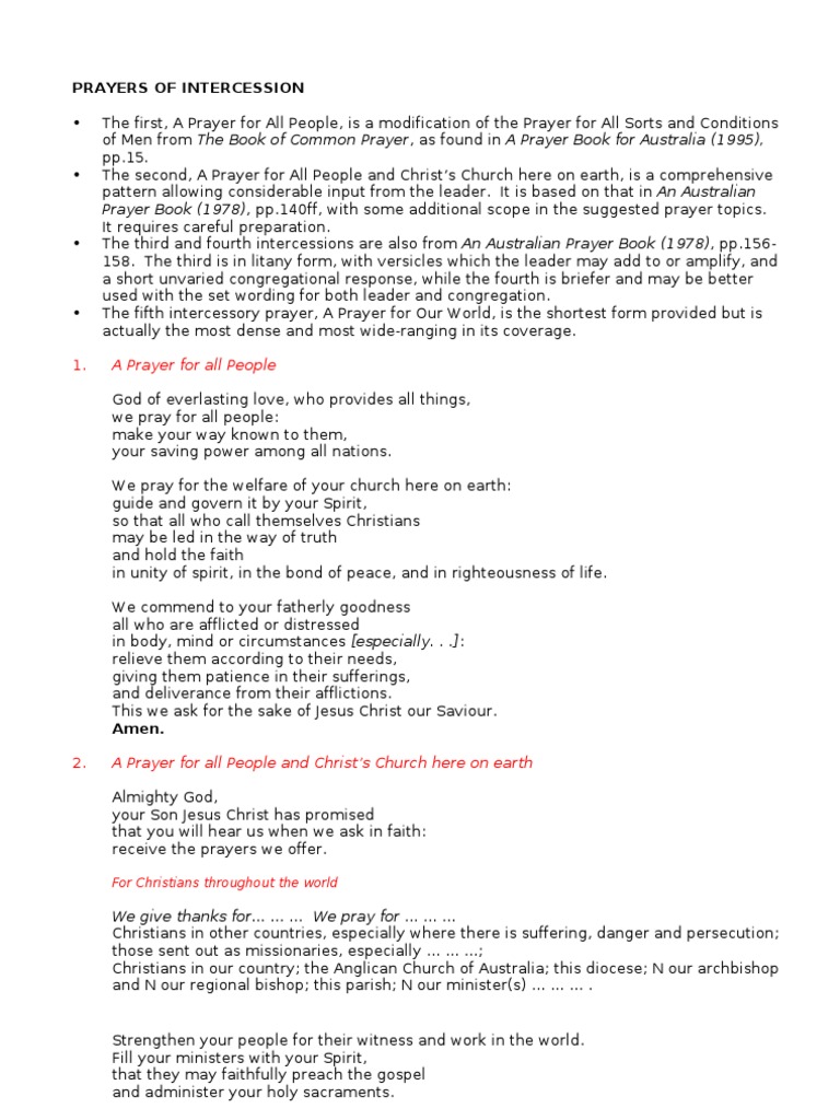 Intercessions | PDF | Prayer | Jesus