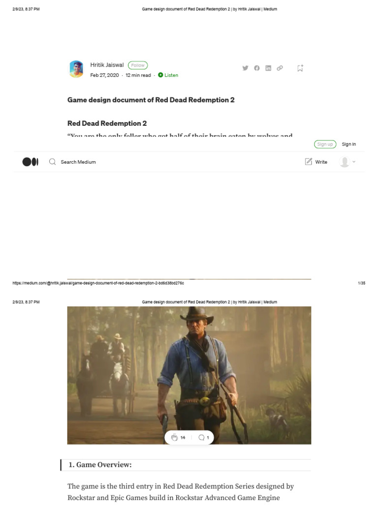 Red Dead Redemption 2 GDD | PDF