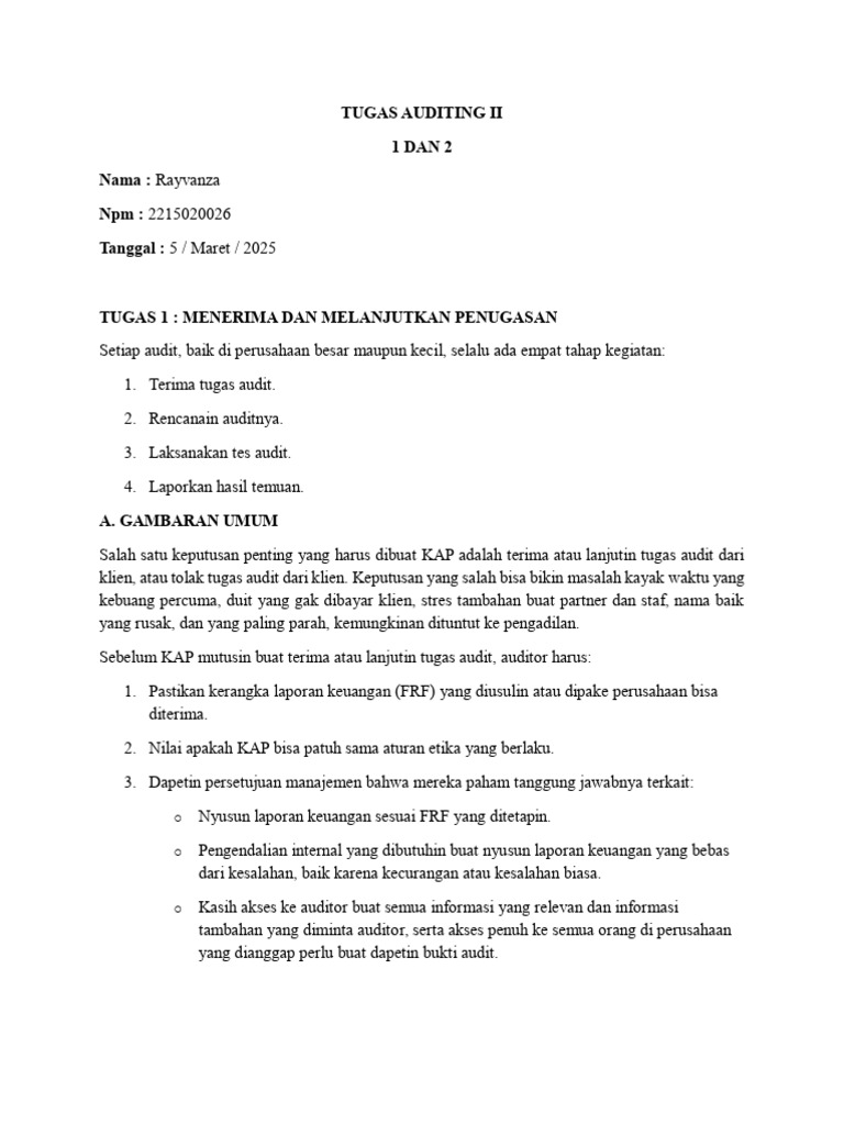 Tugas Auditing 2 Rayvanza | PDF
