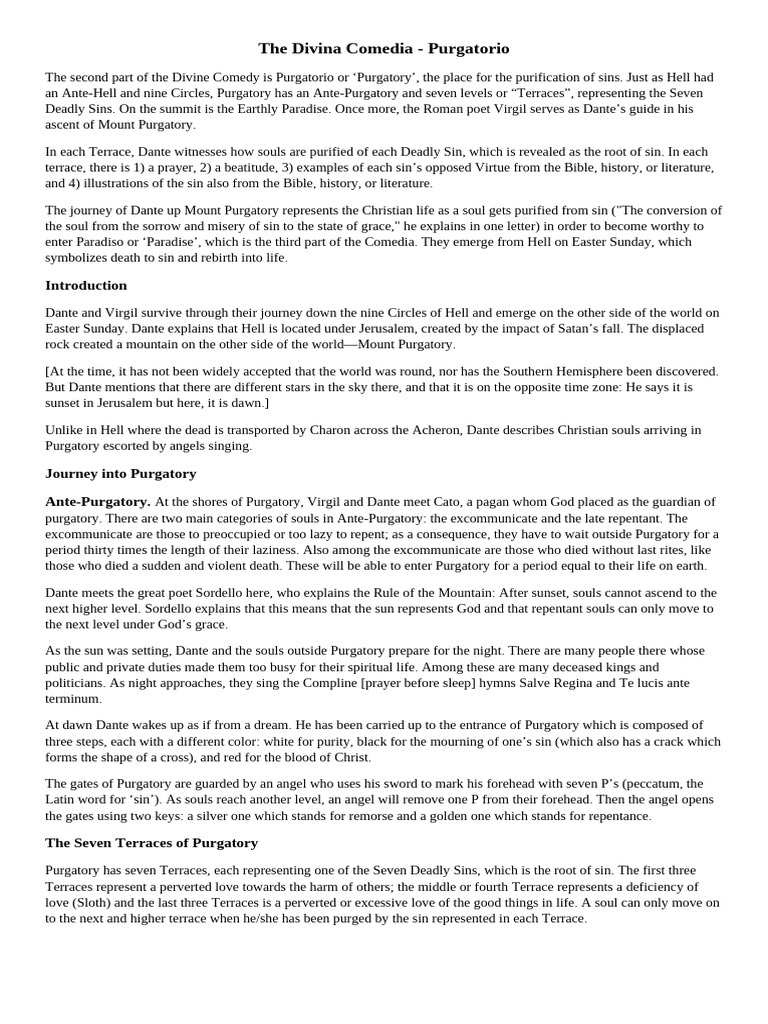 The Divina Comedia Purgatorio | PDF | Divine Comedy | Religious Belief ...