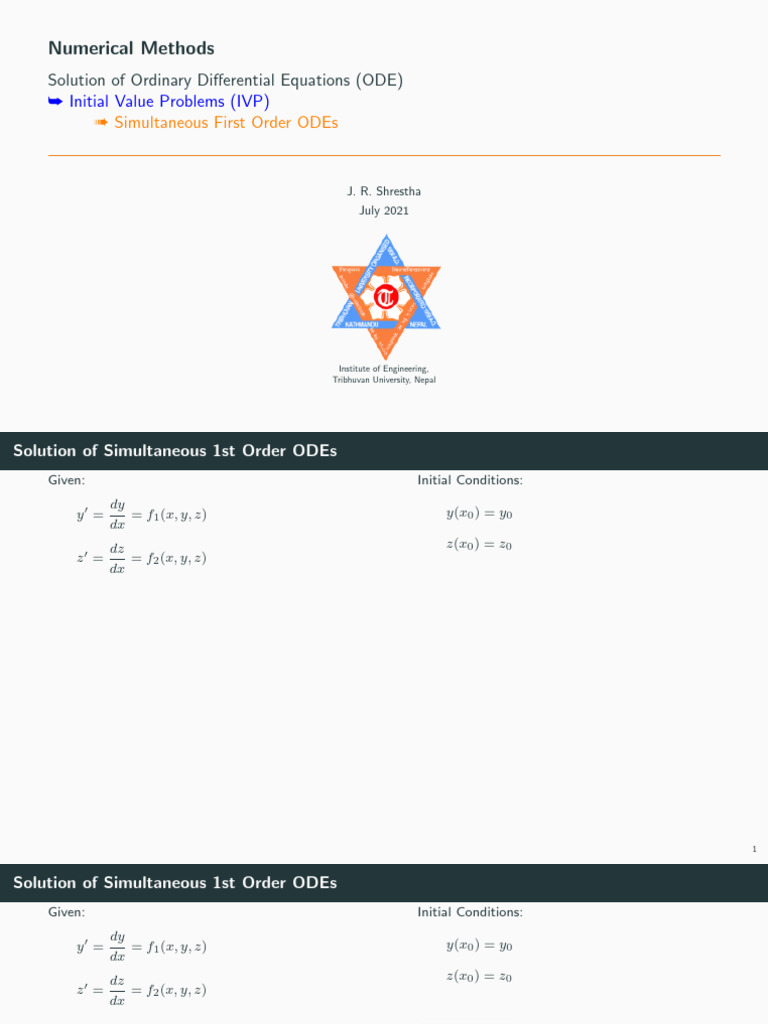 5.1.2 ODE IVP Simultaneous | PDF | Ordinary Differential Equation ...