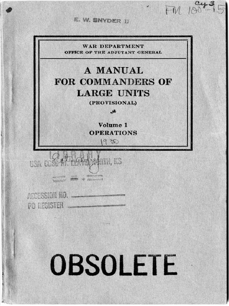 Large Units Operations Manual 1930 | PDF | Staff (Military) | Division ...
