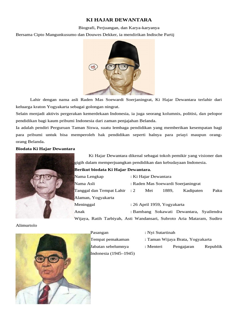 Biografi Ki Hajar Dewantara dan Karya-karyanya | PDF