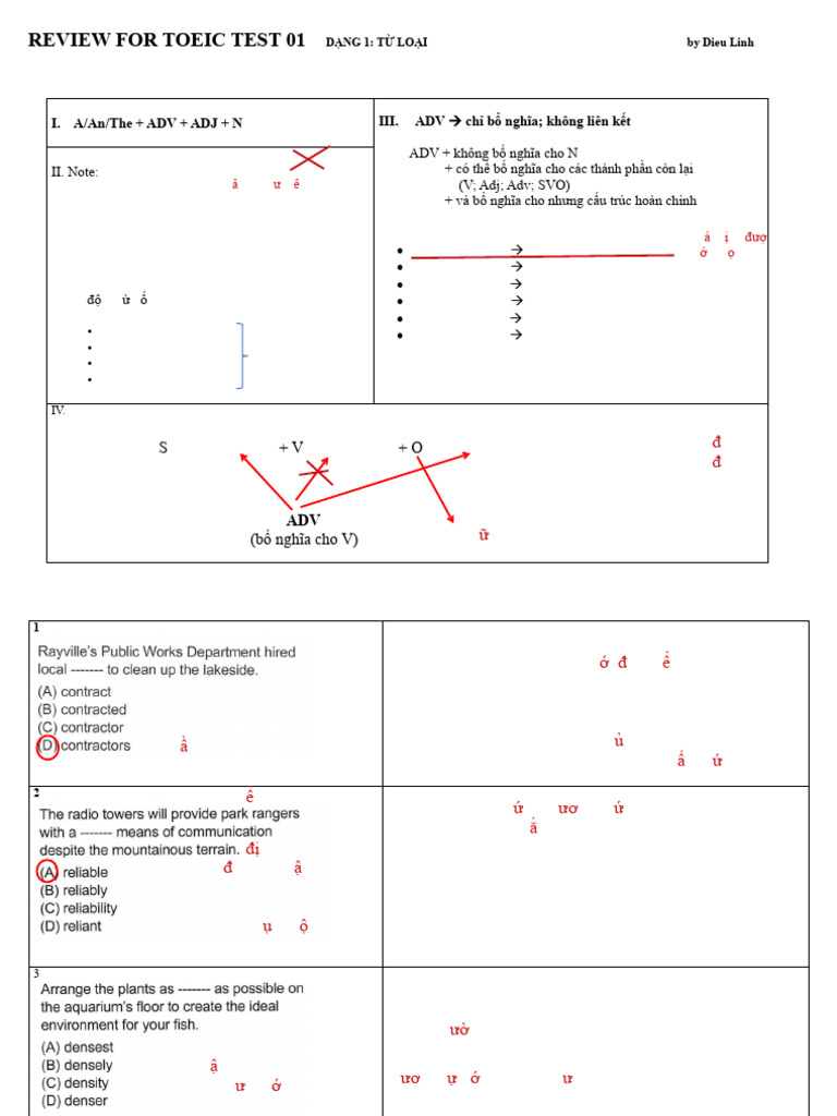 REVIEW FOR TOEIC TEST 01 Stu | PDF