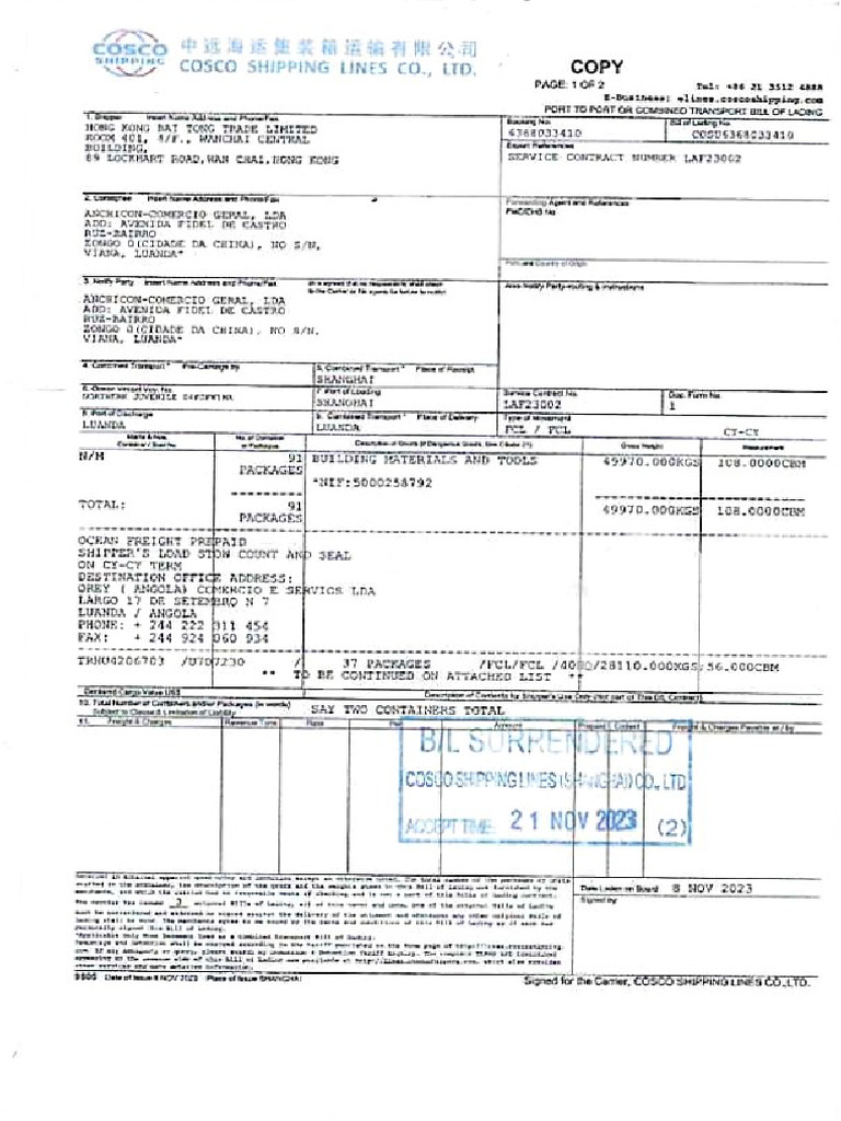 BL Cosco | PDF