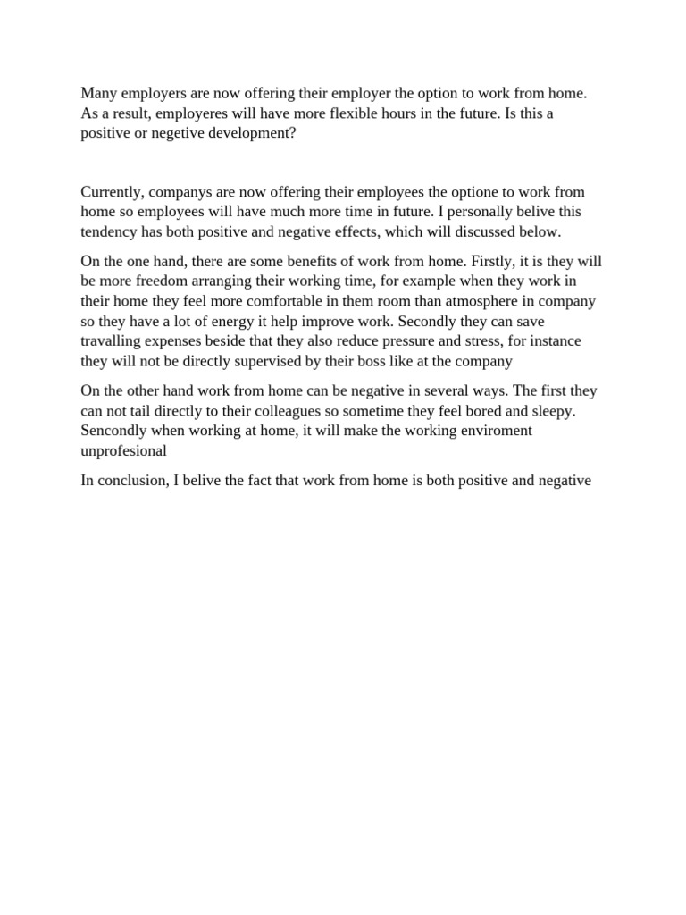 Pros and Cons of Working from Home | PDF