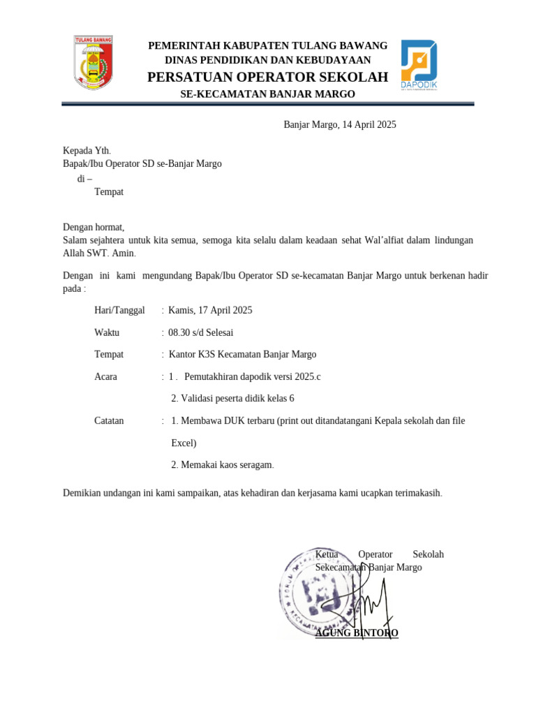 undangan rakor OPS | PDF