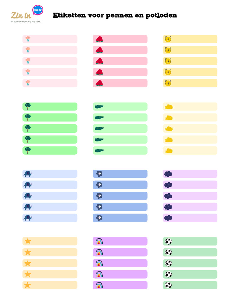 Back To School - Labels BENL | PDF