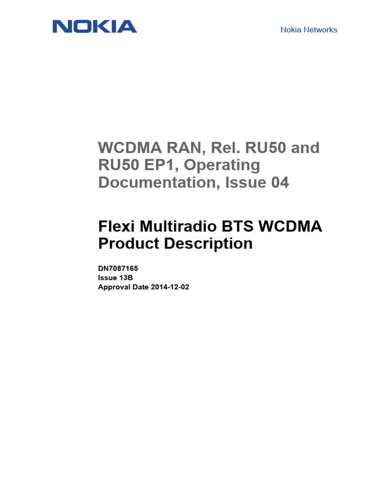 Flexi Multiradio BTS WCDMA Product Description | PDF | High Speed Packet Access | Telecommunications