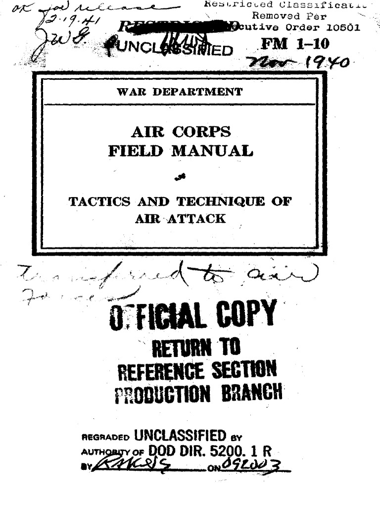 FM 1-10 Air Corps Field Manual, Tactics and Technique of Air Attack ...