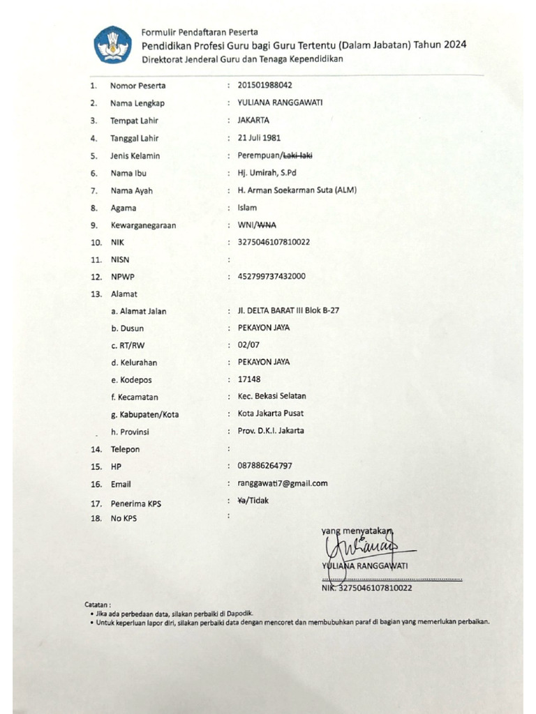 Contoh Format A1 & Pakta Integritas | PDF