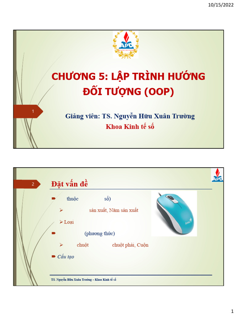 Chuong 5 - Lap Trinh Huong Doi Tuong | PDF