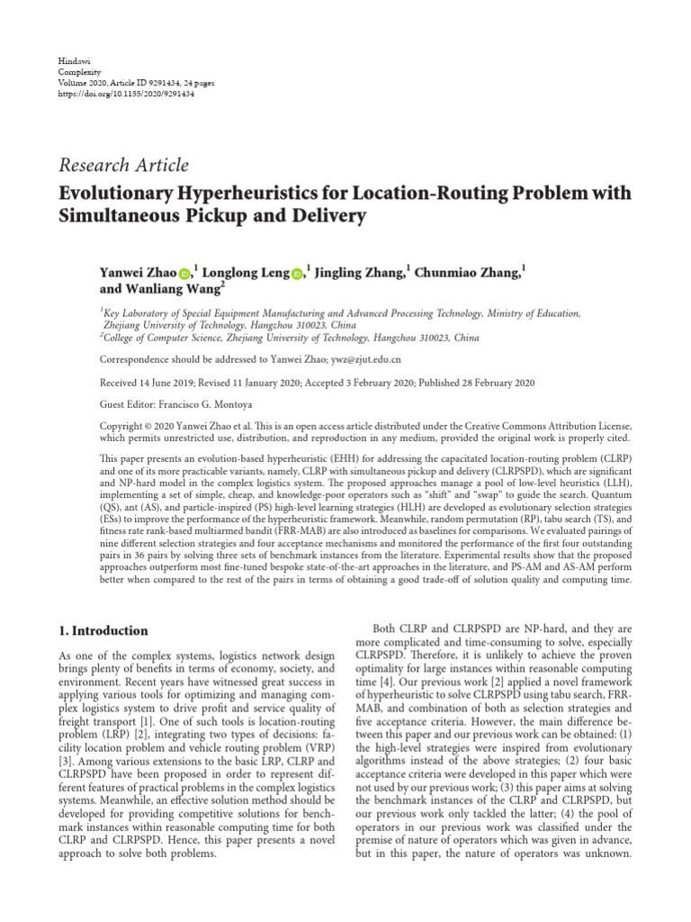 Evolutionary_Hyperheuristics_for_Location-Routing_ | PDF | Algorithms | Mathematical Optimization
