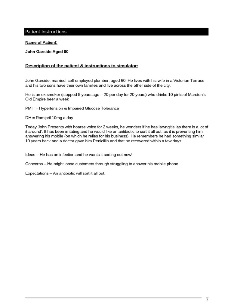 Case Scenario - Request For Antbx | PDF | Nonverbal Communication | Risk